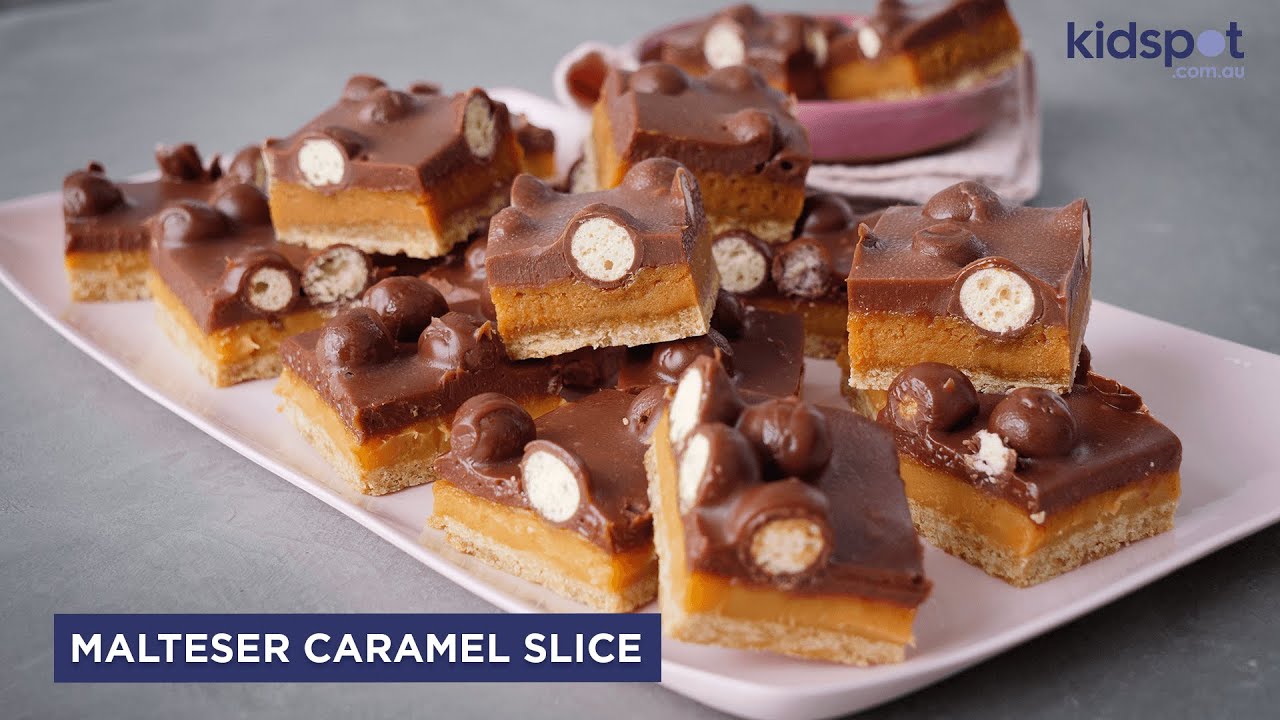 Malteser Caramel Slice | Slice, Brownie and Bar Recipes | Kidspot - YouTube