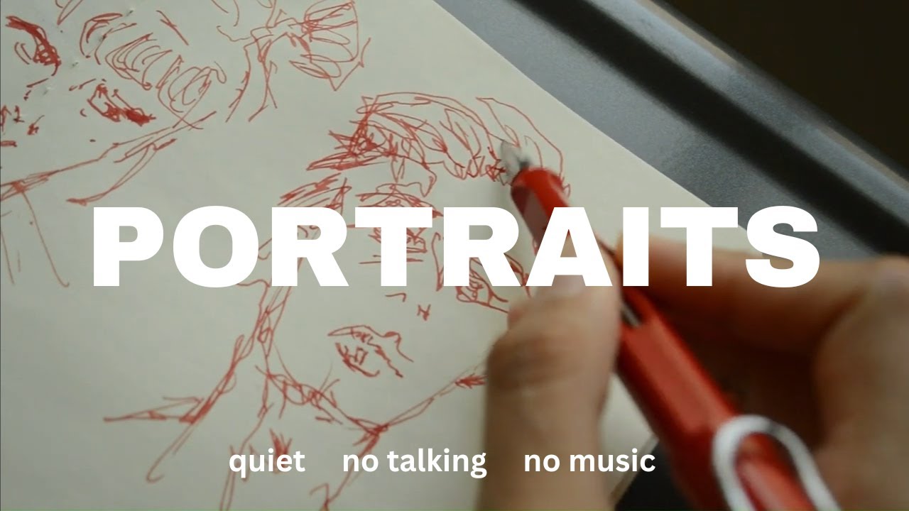 Draw with me | Portraits | sketching heads and faces practice (quiet ...