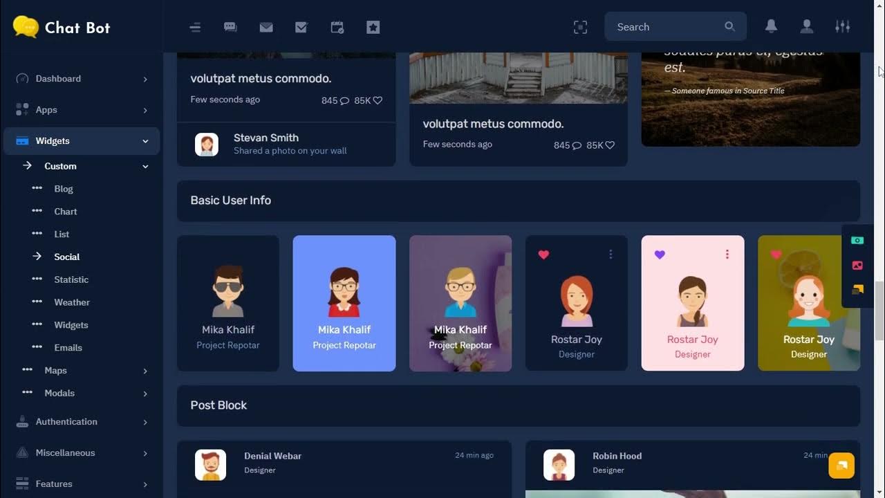Chatbot Dashboard Bootstrap Admin Panel Template with Dark LTR Theme ...