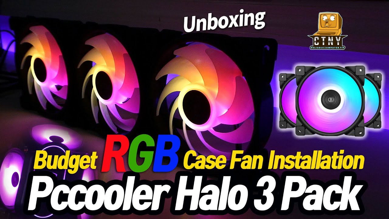 PcCooler Halo FRGB 3 in 1 Kit 3M120HALO 120mm 3 Pack RGB Case Fan ...