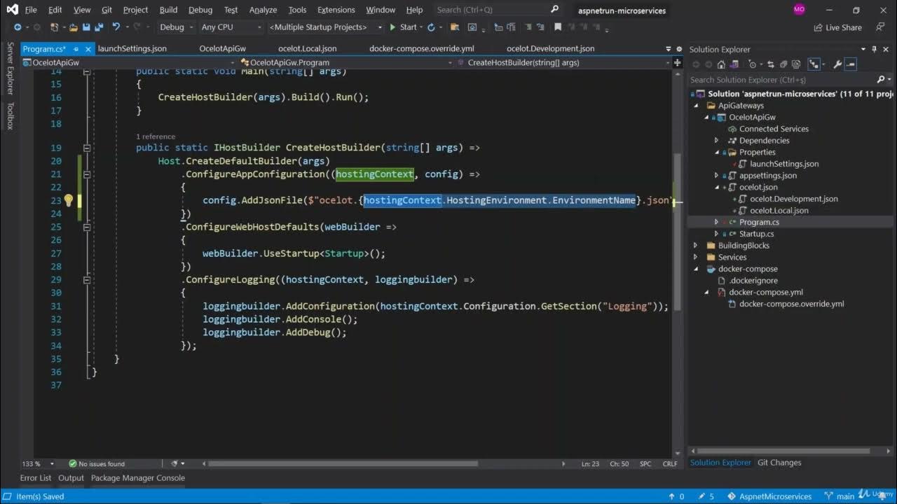 138 Adding Ocelot Json Configuration File For Routing Microservices In