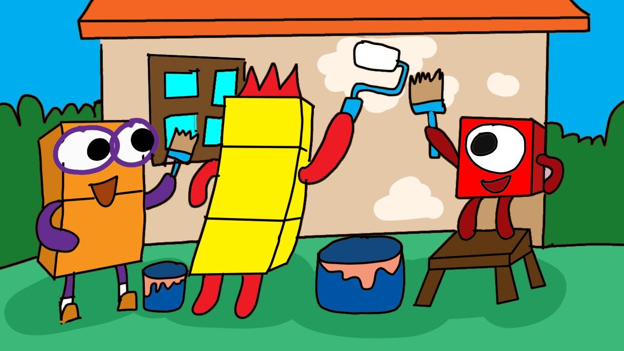 Drawing Numberblocks 1, 2, 3 Painting a Yellow House! - YouTube