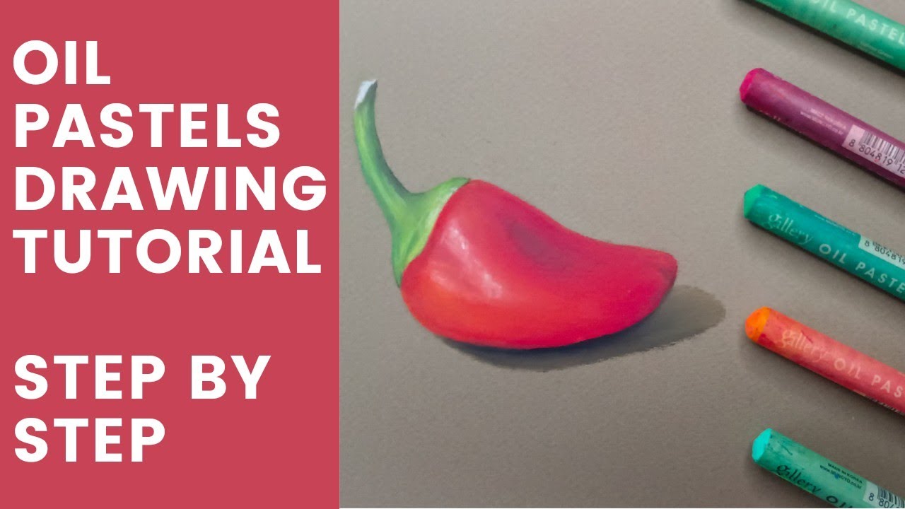How to draw a realistic red pepper with Mungyo soft Oil Pastels, step ...