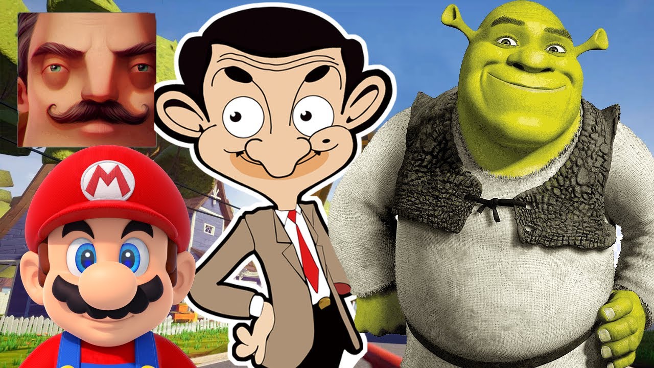 Hello Neighbor - New Neighbor Shrek Alien Mr Bean Mario History ...