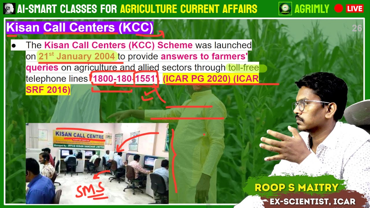 Kisan Call Centers (KCC)- Agri Current Affairs by R.S. Maitry sir - YouTube