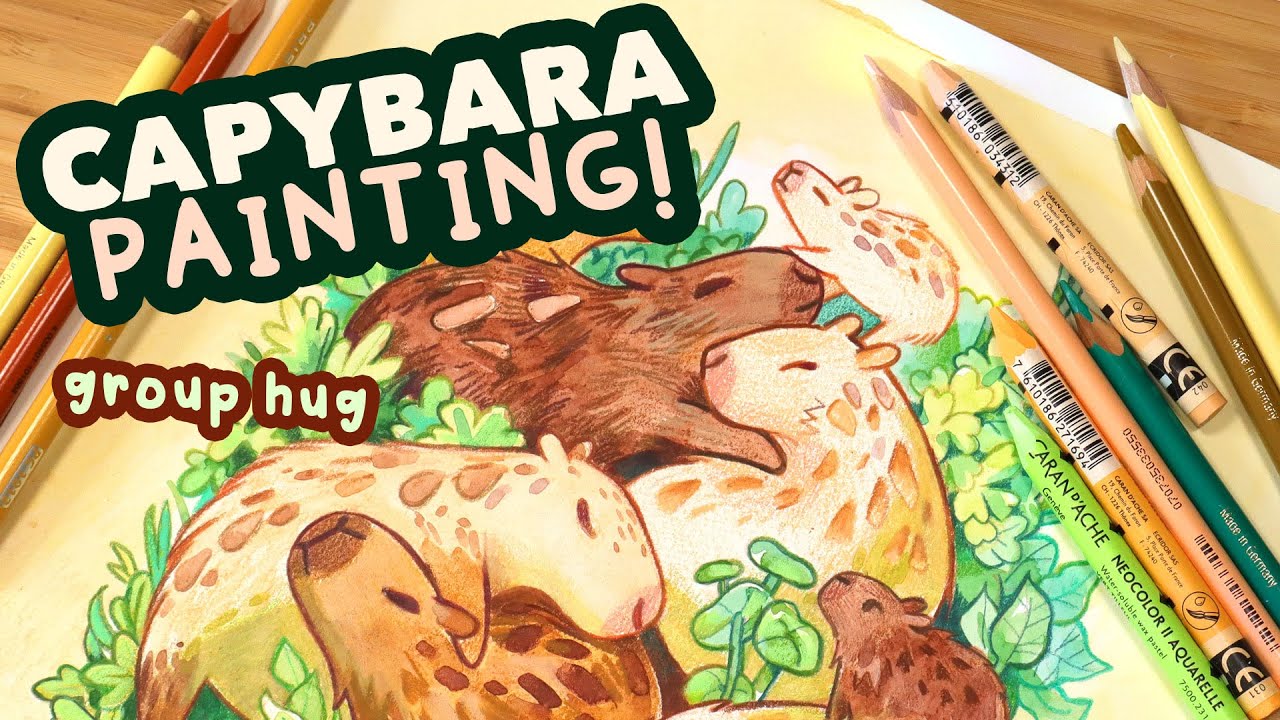 CAPYBARA Group Hug Painting // Exploring a new style & process! - YouTube