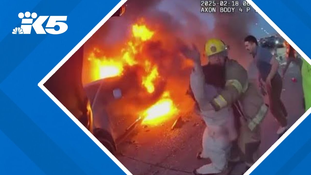 Off duty police officer, firefighter save woman from burning truck ...