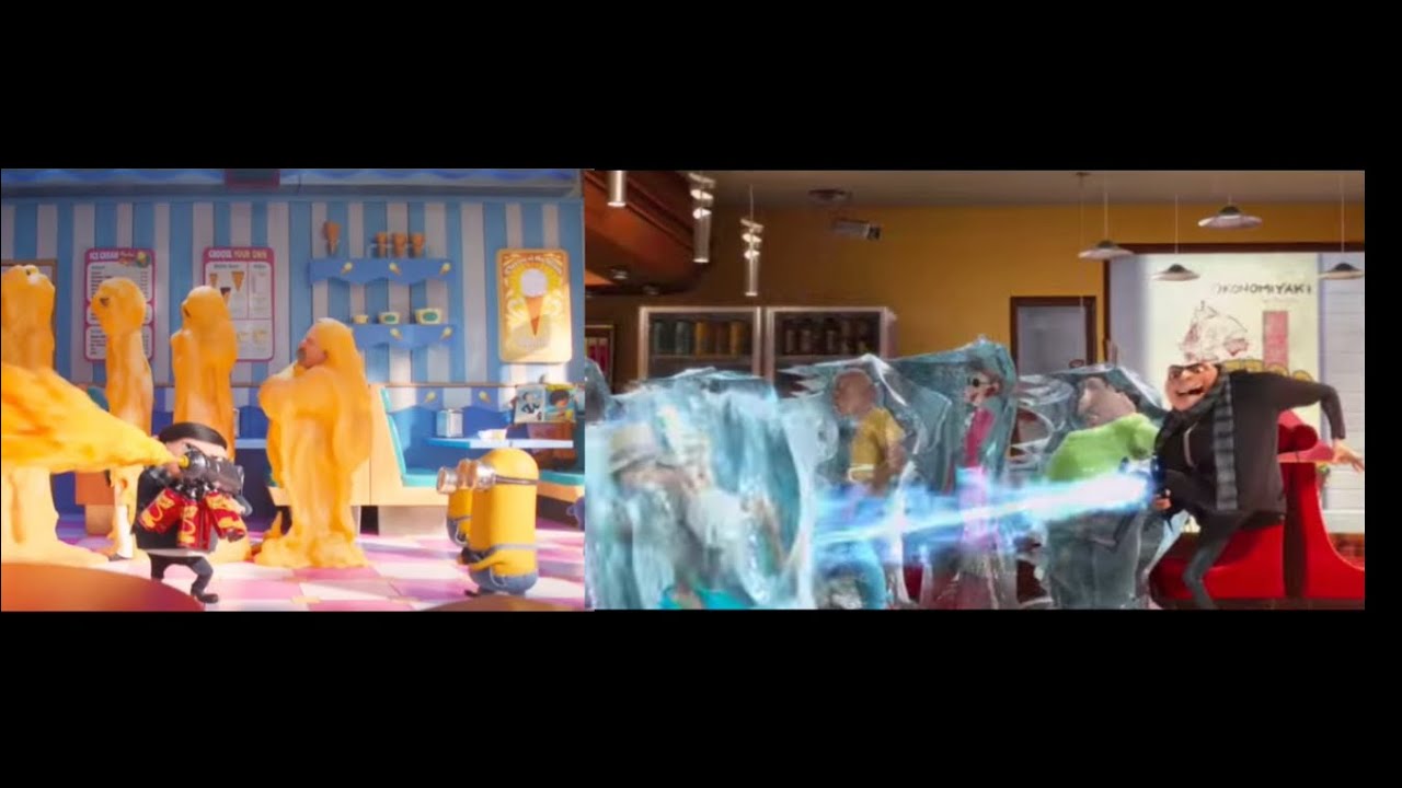 Freeze Ray vs Cheese Ray side by side comparison - YouTube