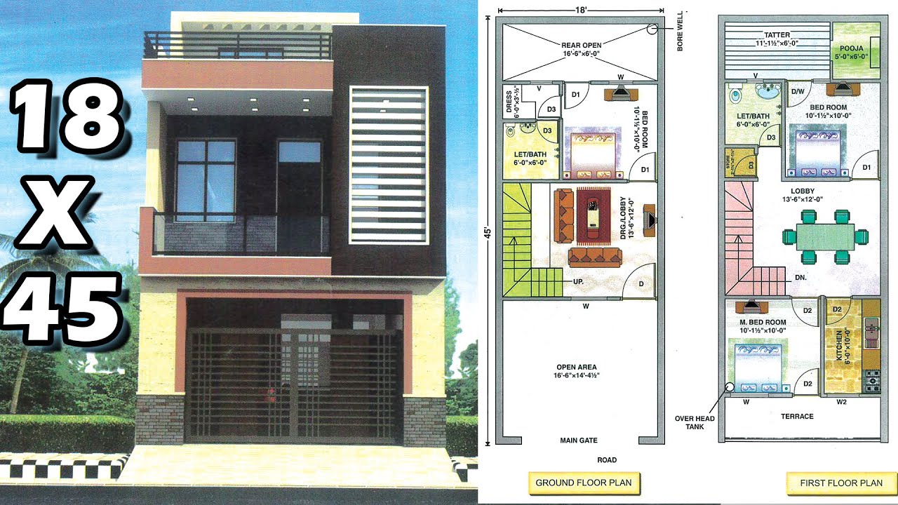 18' X 45' SOUTH FACING House Plan WITH VASTU [DeepakVerma] - YouTube