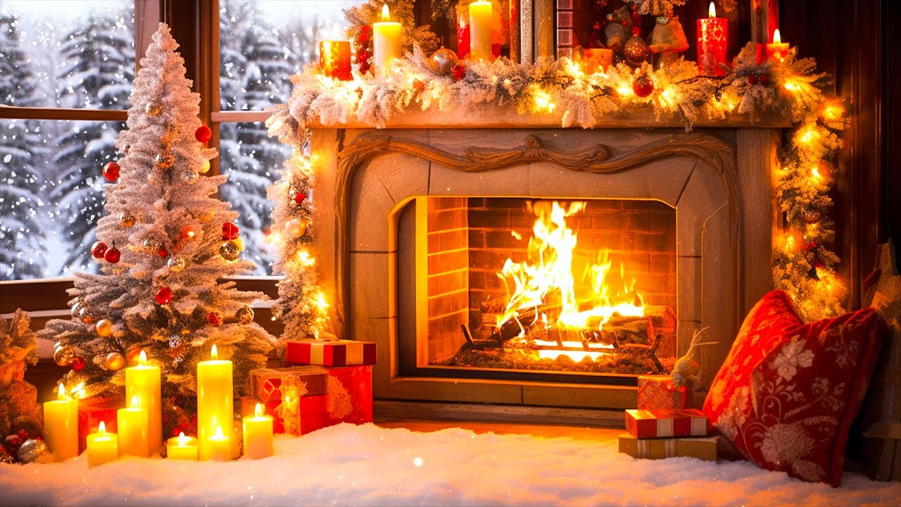 Winter Ambience Christmas Music ️ Relaxing Fireplace Instrumental Music ...