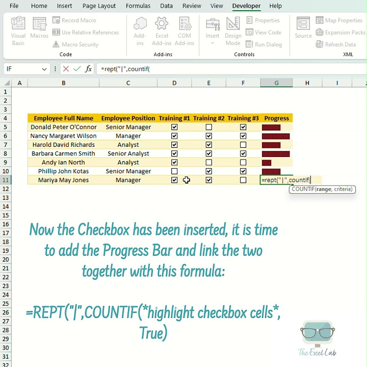 How to use Checkboxes & Progress Bars in Microsoft Excel | The Excel Lab #microsoft #excel # ...