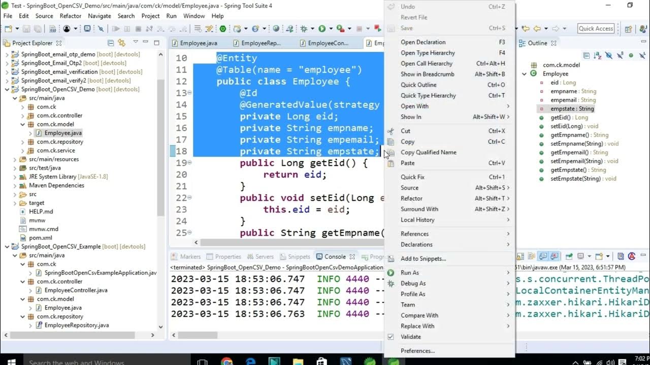 Spring Boot Export Data To Csv Ii Open Csv Ii Jpa Ii Mysql Ii Codewithsinghck Youtube
