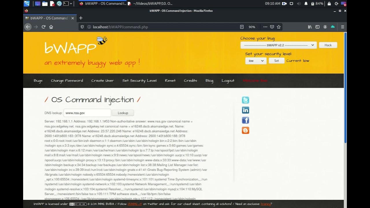 OS Command Injection low - YouTube