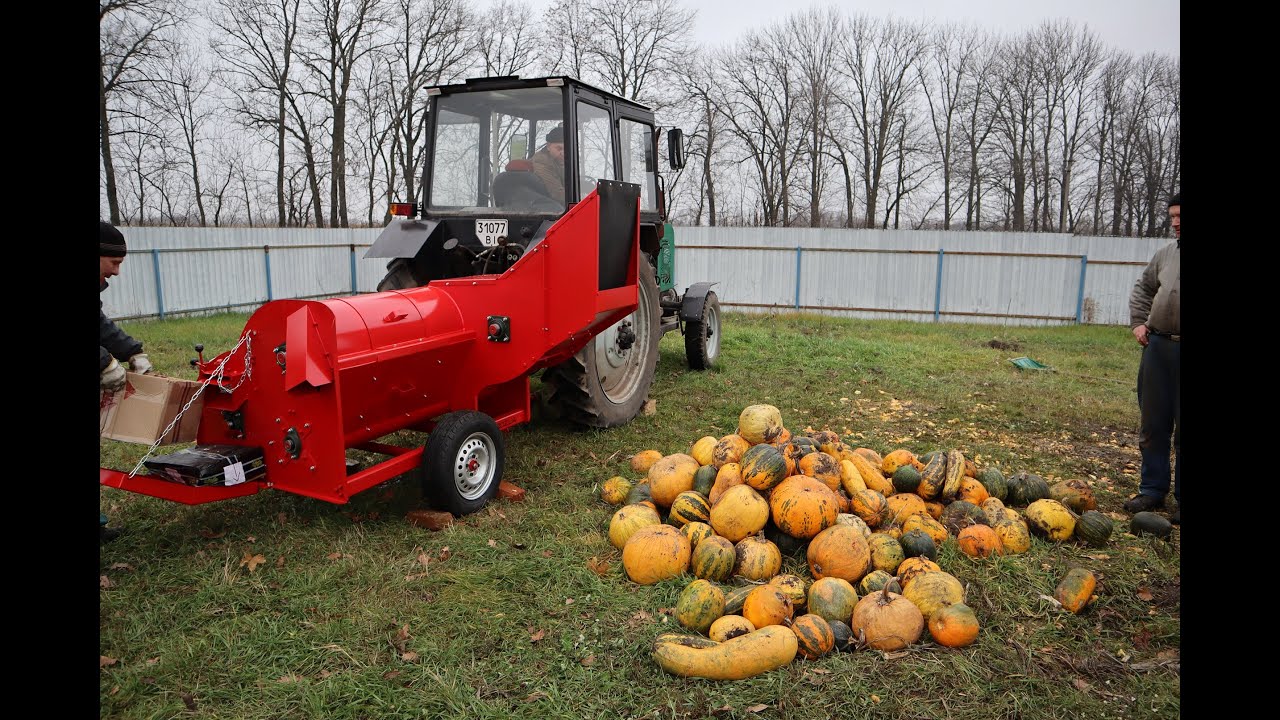 Гарбузовий комбайн MOROZ 1500 мм модернізований в роботі 2022 рік - YouTube