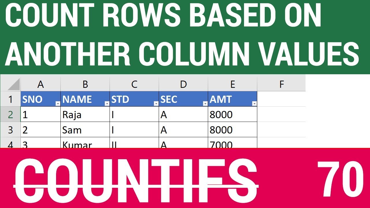 Count Rows Based On Another Column Values In Excel Tamil YouTube Count Rows Based On Another Column Values In Excel Tamil YouTube
