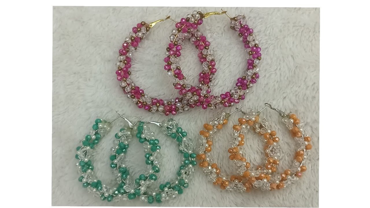 Handmade crystal baliyan || #threadandbeads #trending - YouTube