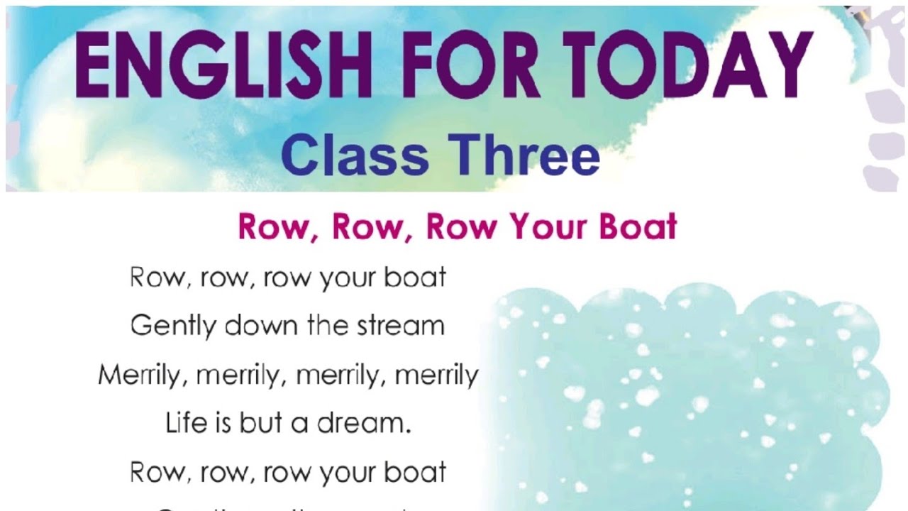 Row row row your boat || rhyme ||class three unit 4 lesson 3 || merrily ...