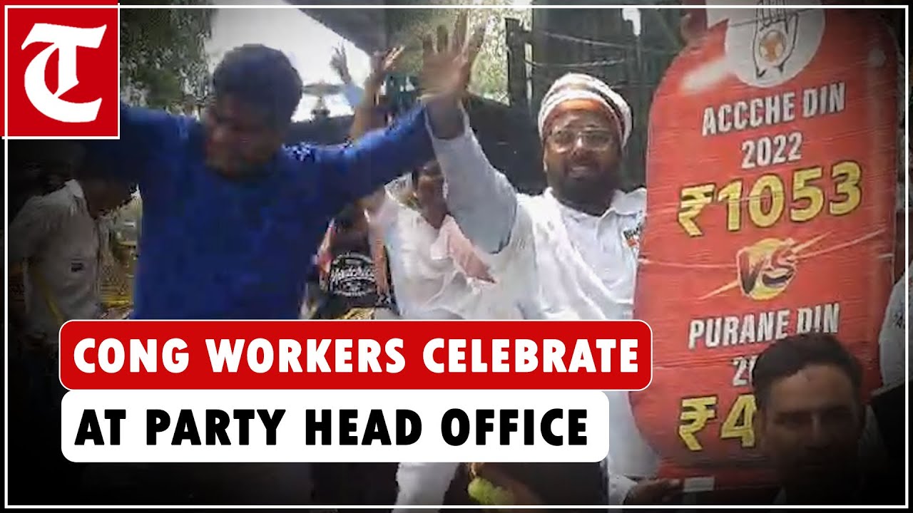 Amid Lok Sabha Election counting, Congress workers celebrate at party ...