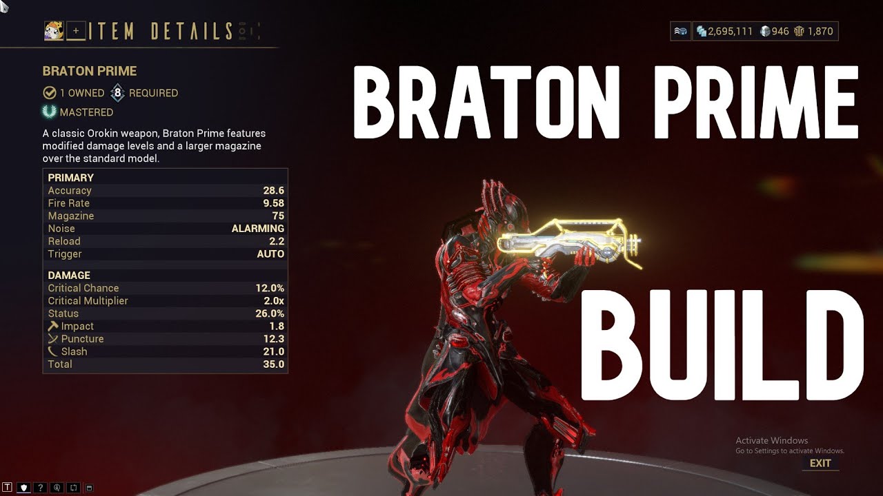 Warframe Romania Weapons Builds Braton Prime - YouTube