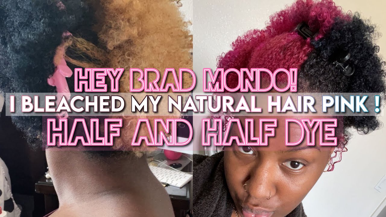 HOW TO : BLEACH & COLOR natural hair PINK ! SPLIT DYE | KISS TINTATION ...