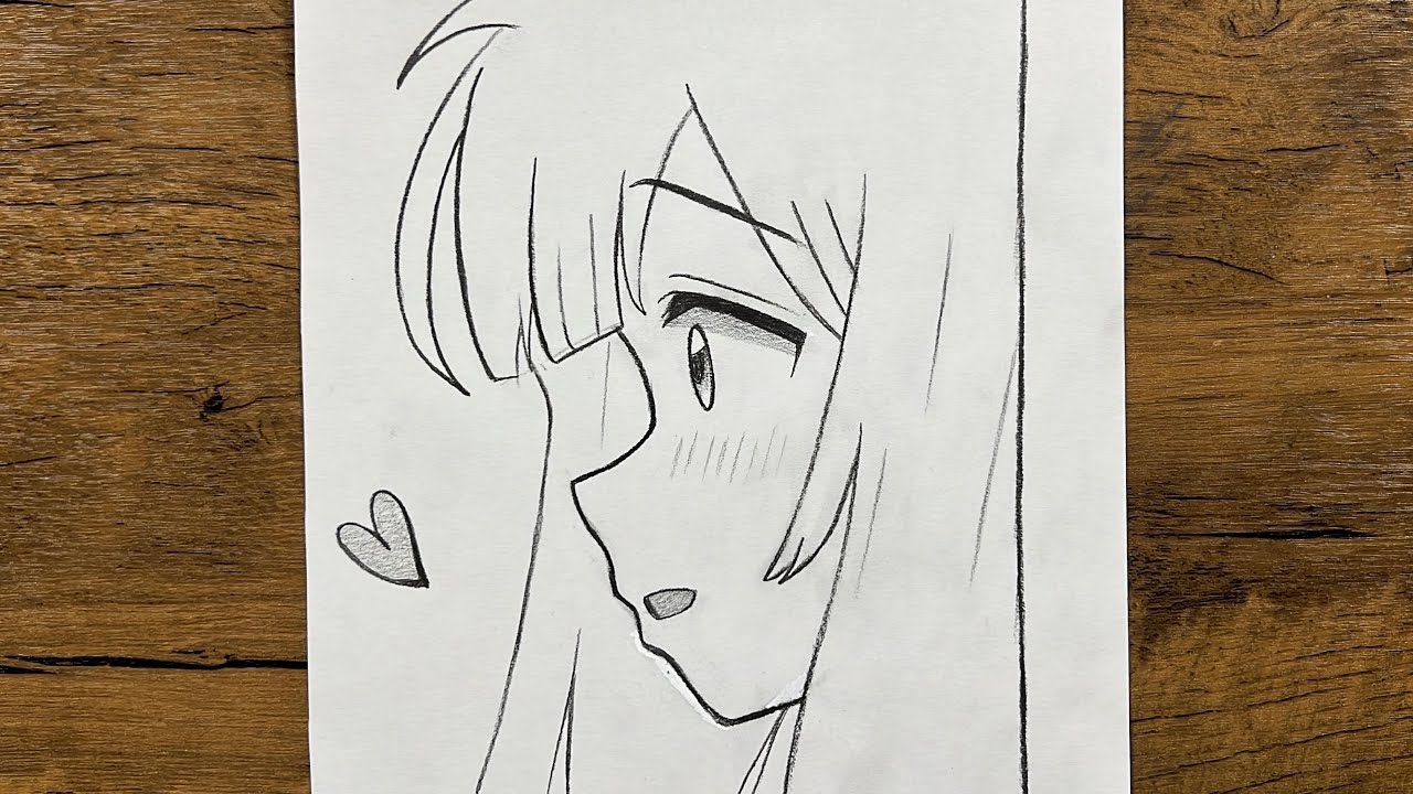 Easy cute anime girl drawing | How to draw anime girl side view for ...