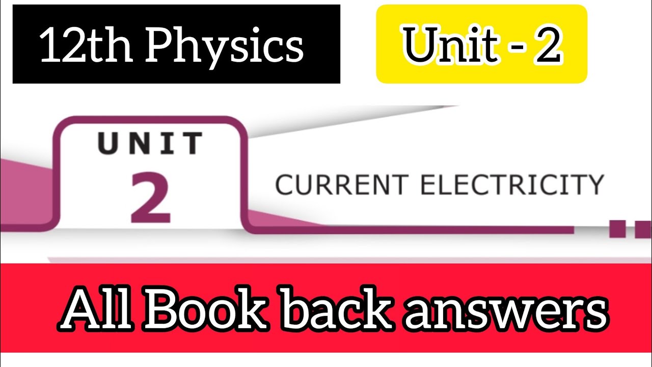 12th physics Unit 2 book back answers || 12th physics - current ...