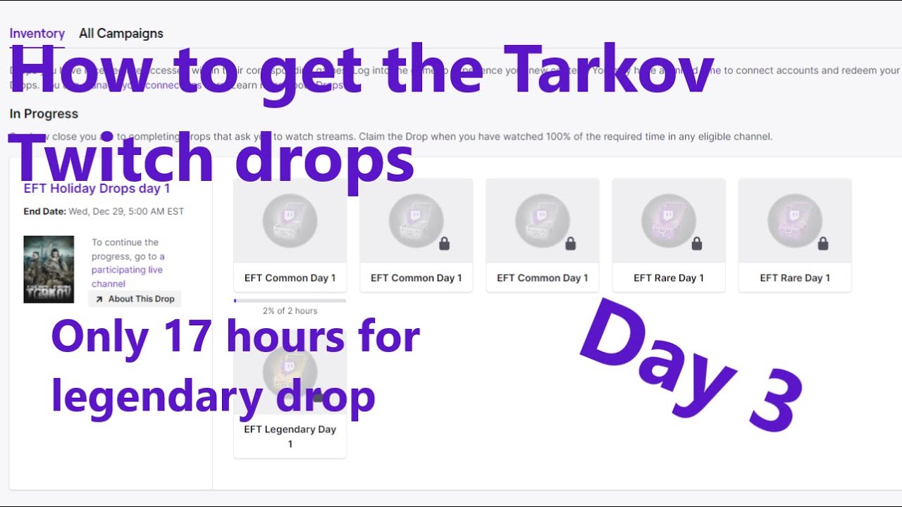 Only 17 hours for Legendary drop | How to get EFT Holiday Drops day 3 ...