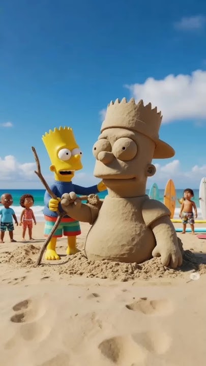 Simpsons family makes sand sculptures of themselves #thesimpsons # ...