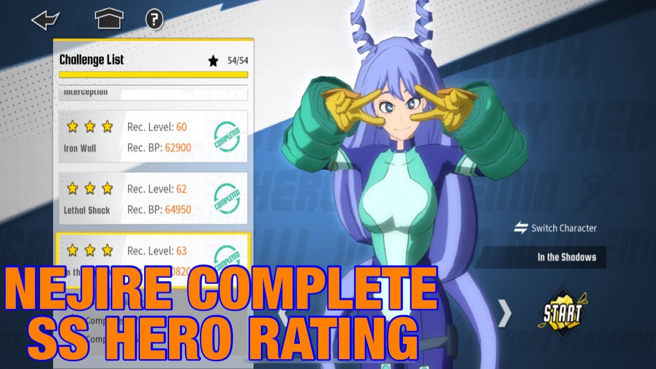 SS Nejire Hado Complete Hero Rating - My Hero Academia: The Strongest ...