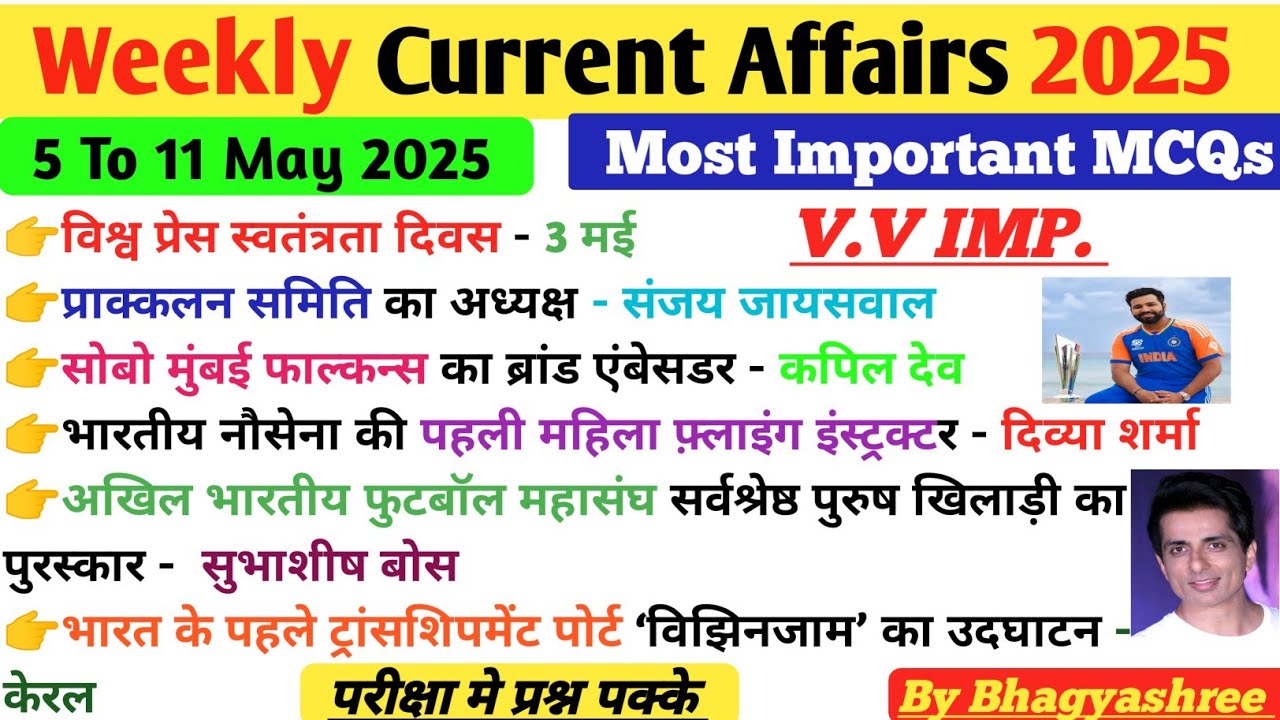 5 To 11 May 2025 Weekly Current Affairs | Most Imp Current Affairs 2025 ...