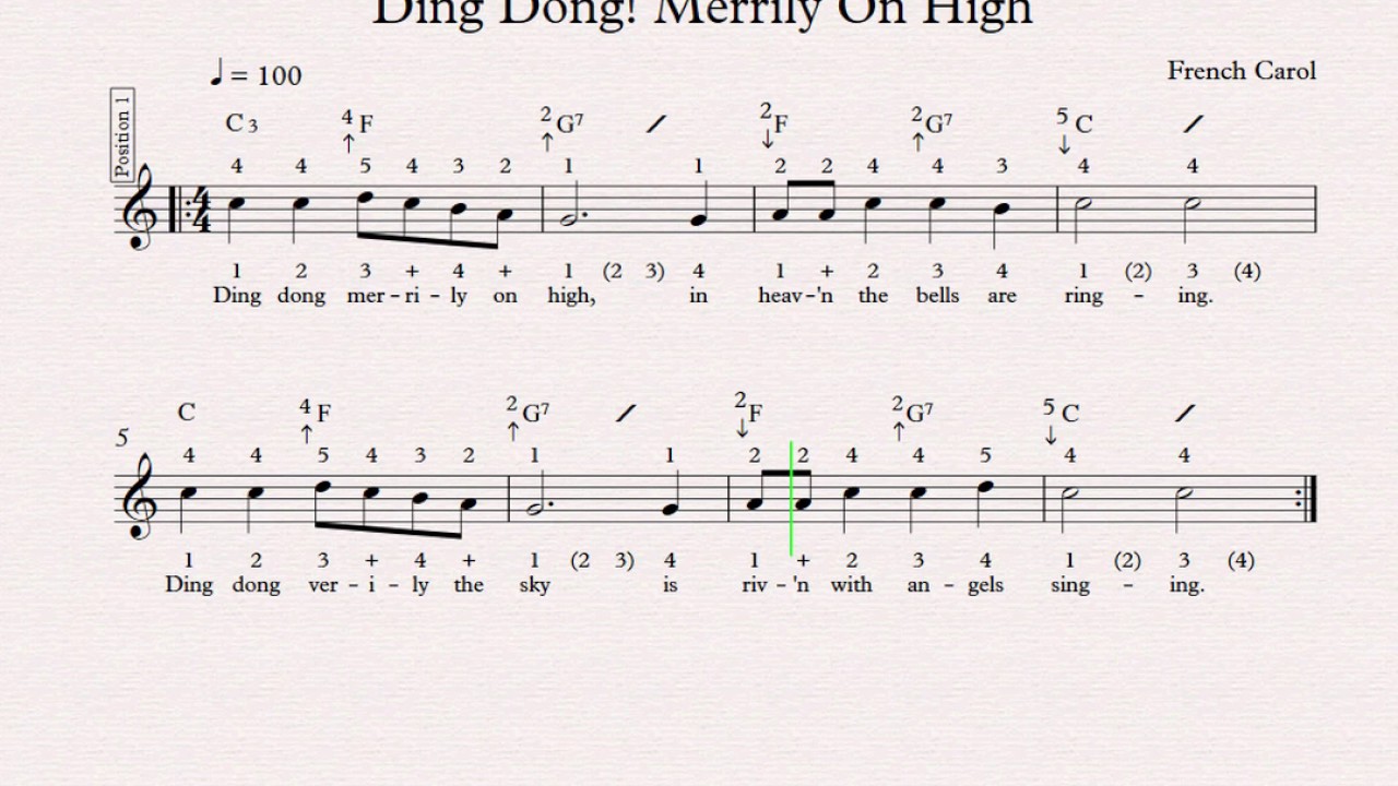 1b) Xmas - Ding Dong, Merrily On High (Sheet Music in Key Of C) - YouTube