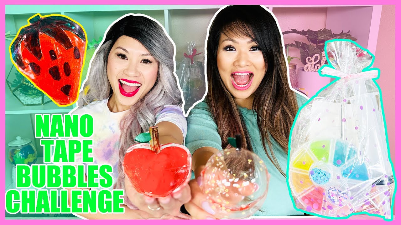 NANO TAPE BUBBLES CHALLENGE ! Who will make the best DIY nano tape bubble squishy? - YouTube
