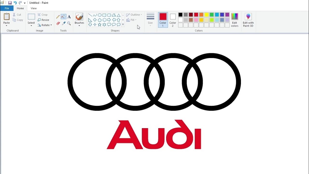How to draw the Audi logo using MS Paint | How to draw on your computer ...