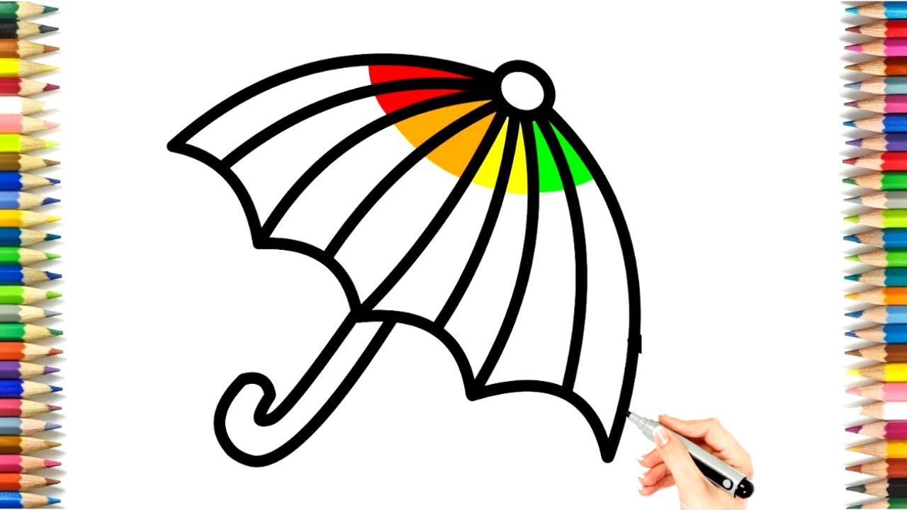 Drawing color umbrella | How to draw umbrella | Easy for children | Art ...
