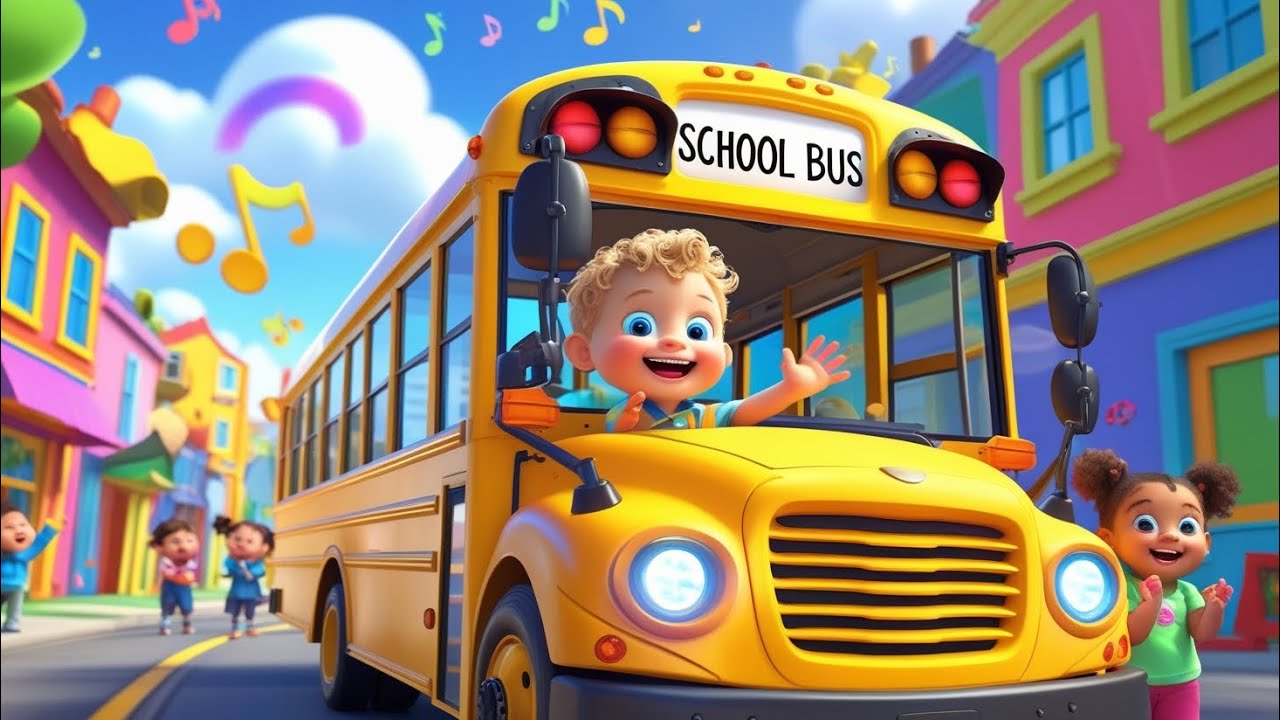 The Wheels on the Bus | 3D Cartoon Nursery Rhyme & Kids Song | Learning ...