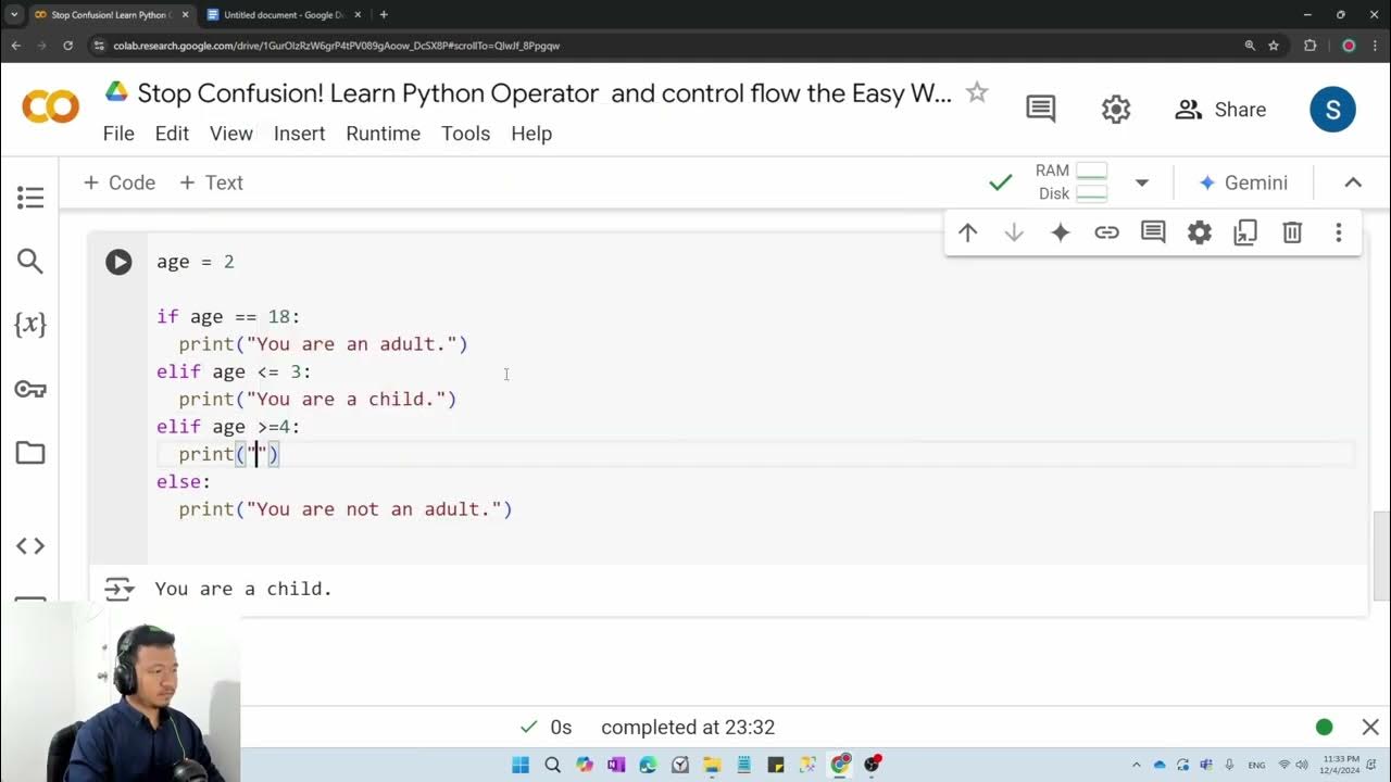 Operator and Control flow in Python - YouTube