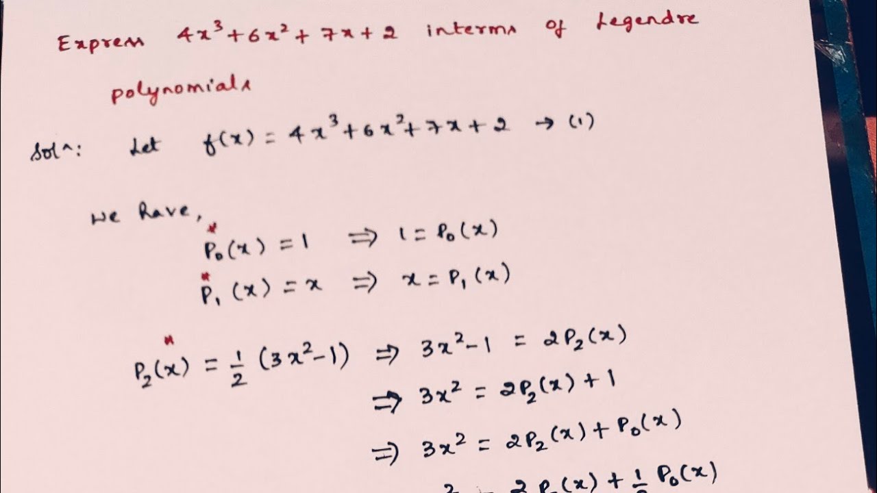 Express f(x) interms of Legendre's polynomials - Example Problem 3 | Engineering Mathematics ...