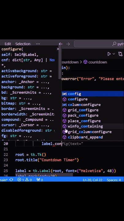Python Create A Simple Countdown Timer Using Tkinter ⏳ Youtube