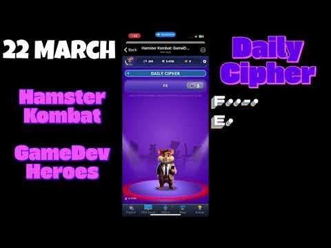 22 March Hamster Kombat GameDev Heroes Daily Cipher - YouTube
