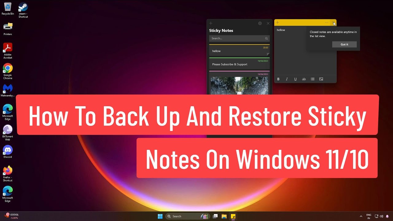 How to Back Up and Restore Sticky Notes On Windows 11/10 - YouTube
