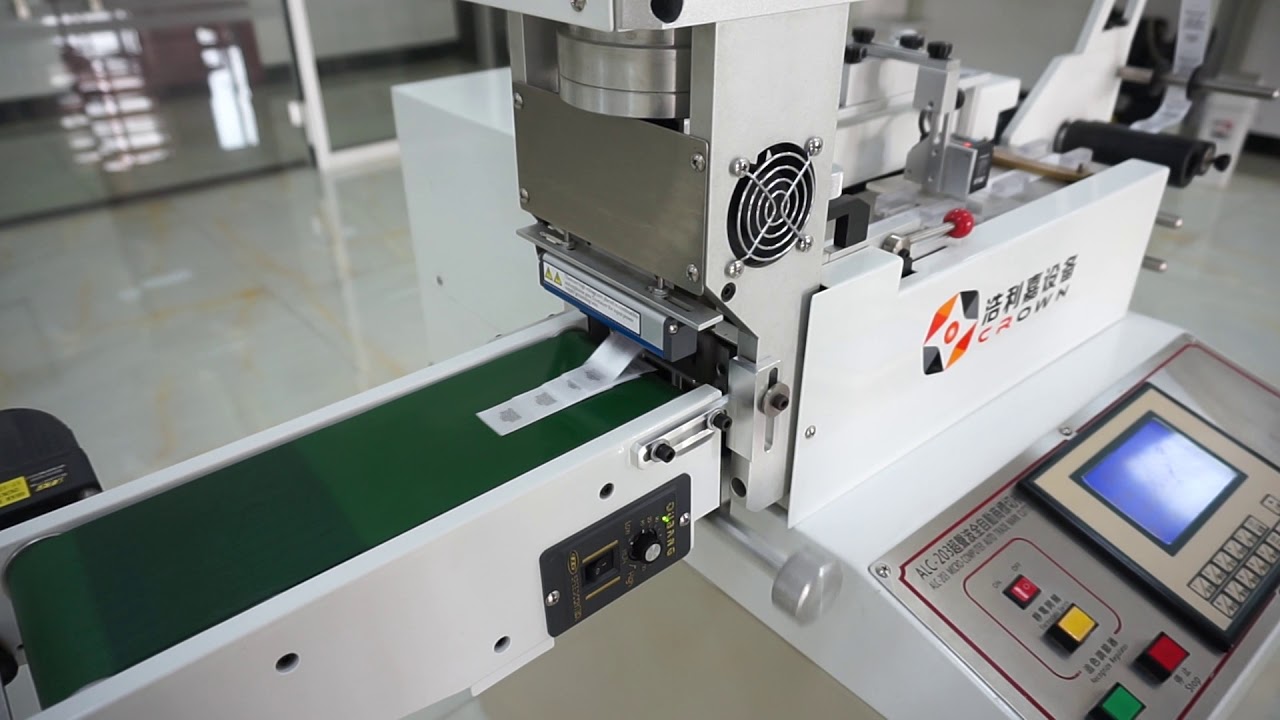 Ultrasonic Satin Label Cutting Machine WL-203 - YouTube