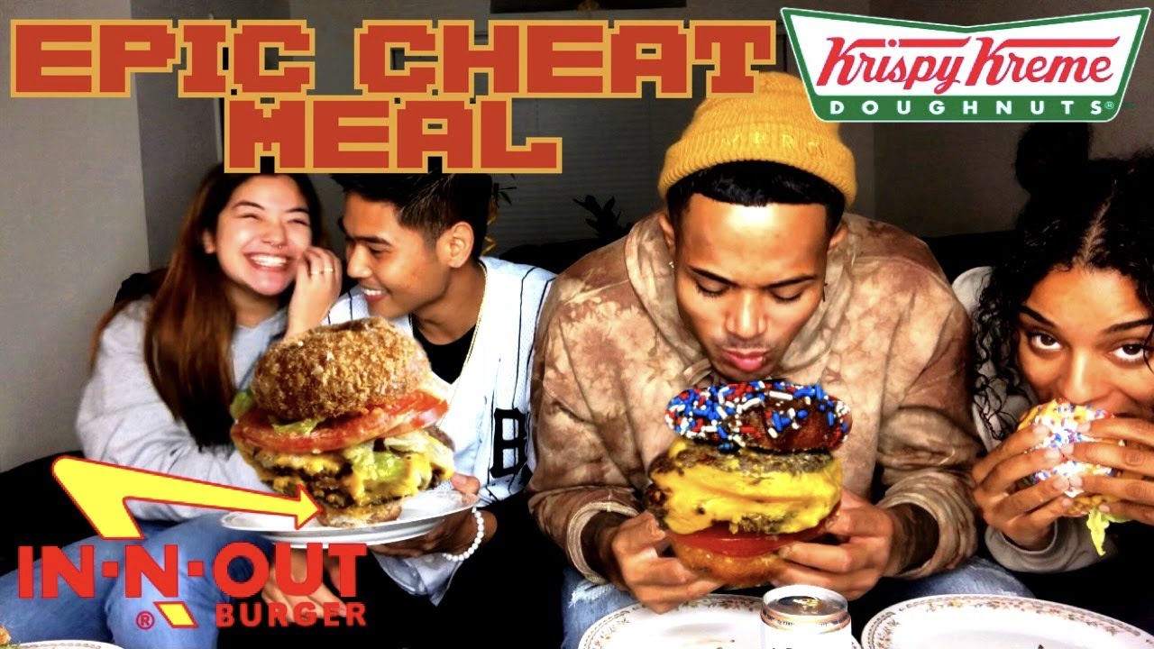 EPIC CHEAT MEAL!!! DONUT BURGER CHALLENGE!!! - YouTube