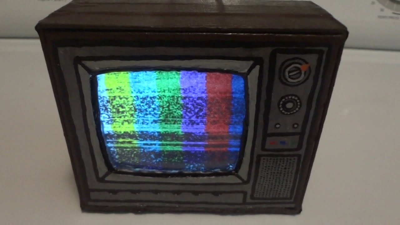 Small Model CRT television I made from cardboard with lit screen. - YouTube
