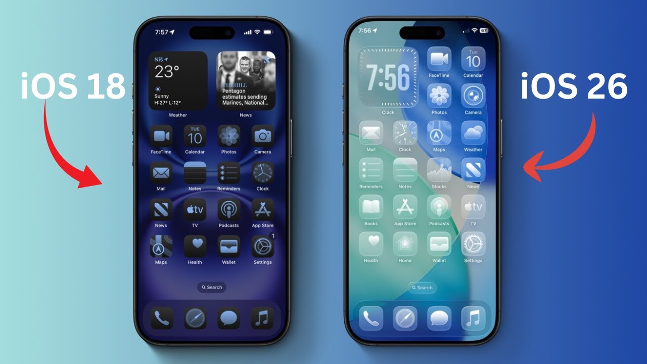 iOS 18 vs iOS 26 | (Comparison) (Review) - YouTube