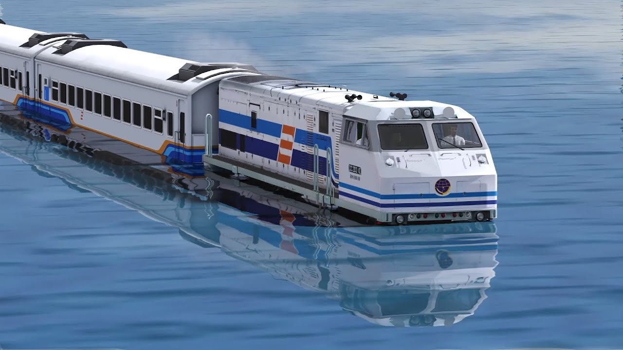 flying train in the sky !! Train to Atlantis train fly in water & over ...