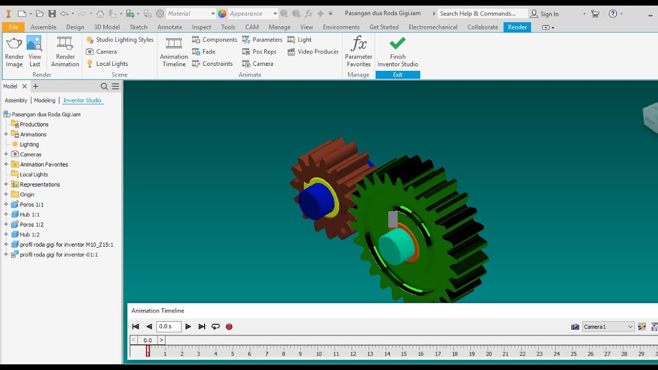 Tutorial Animasi Pasangan Dua Roda Gigi - YouTube