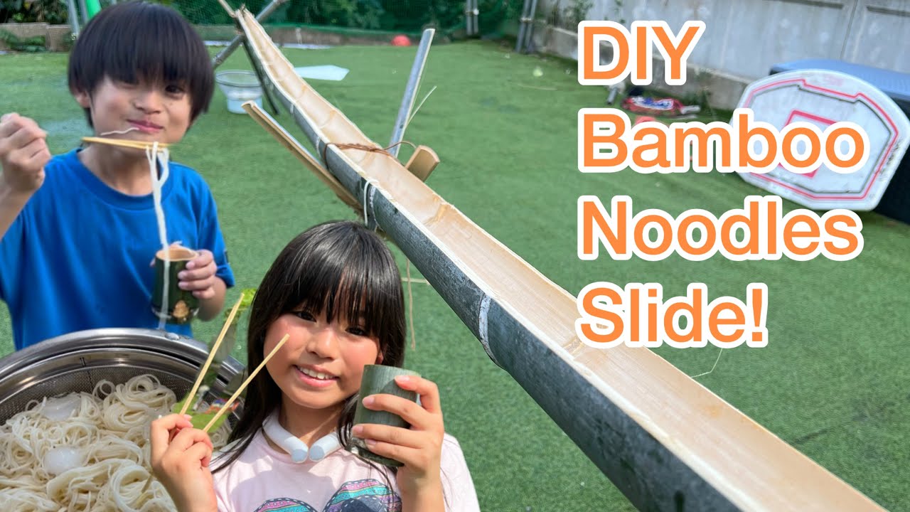 【Nagashi Somen Noodles】DIY Bamboo Noodle Slide | Japanese Food | 流しそうめん ...