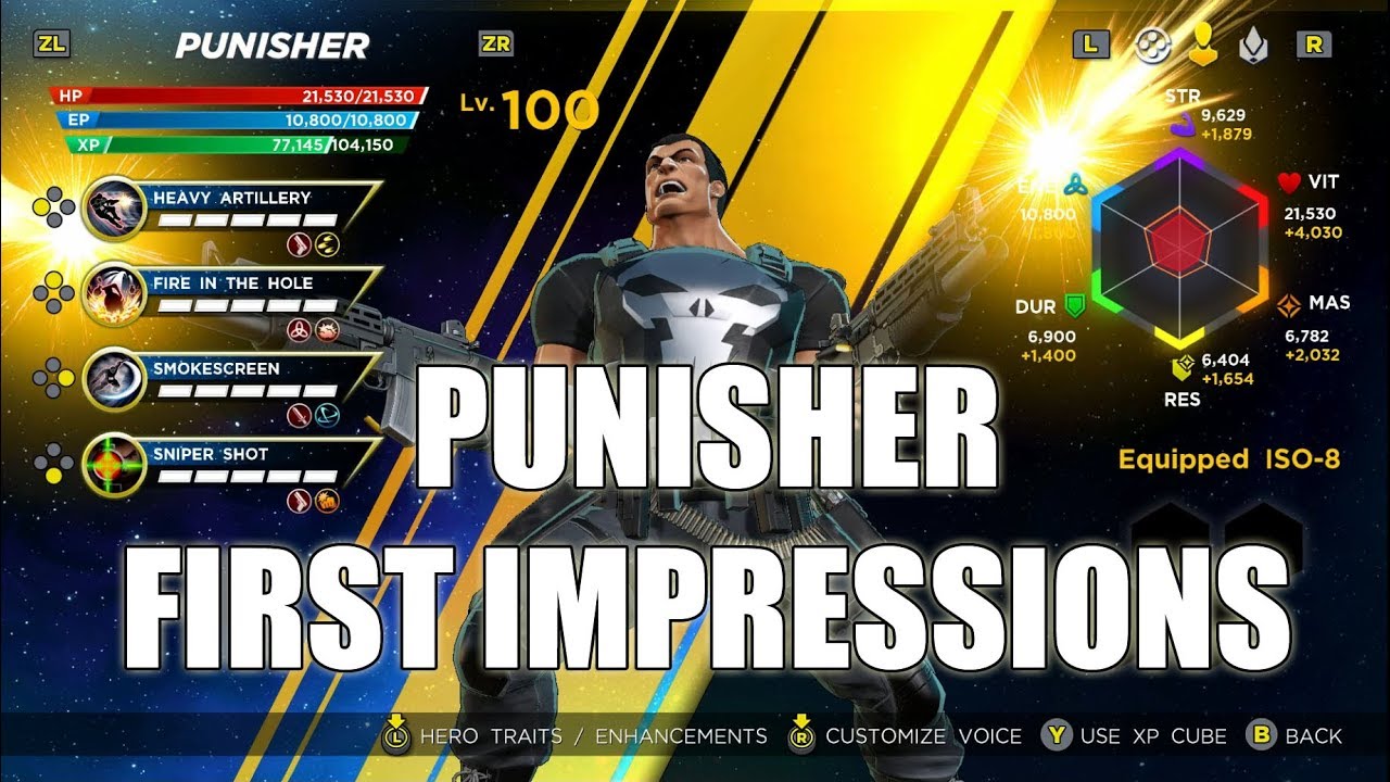 PUNISHER FIRST IMPRESSIONS & LVL 100 GAMEPLAY - Marvel Ultimate ...