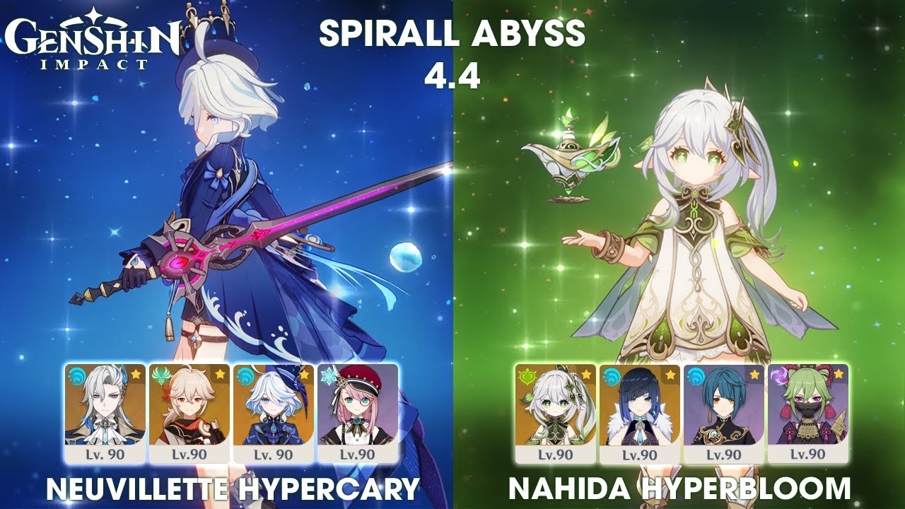 Neuvillette Hypercary and Nahida Hyperbloom | Genshin Impact | Spirall ...