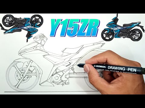 Lukis Motor Y15 || Cara melukis motor y15zr || cara nak lukis motor y15 ...
